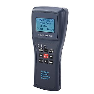 Microchip Tag Reader, Handheld LCD Screen Pet Microchip Scanner Rechargeable Battery for Animal Ear Tag (#1)