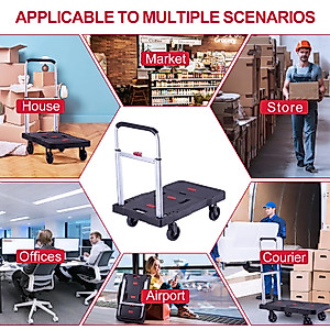 Katsuyoku Folding Hand Truck Portable Trolly,Platform Transport Hand cart with 330lbs Capacity Practical handling Tools for Household Industrial Black