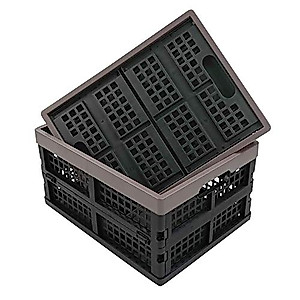 Nicesh 2-Pack Plastic Collapsible Storage Crate, 15 L Folding Storage Crate Baskets