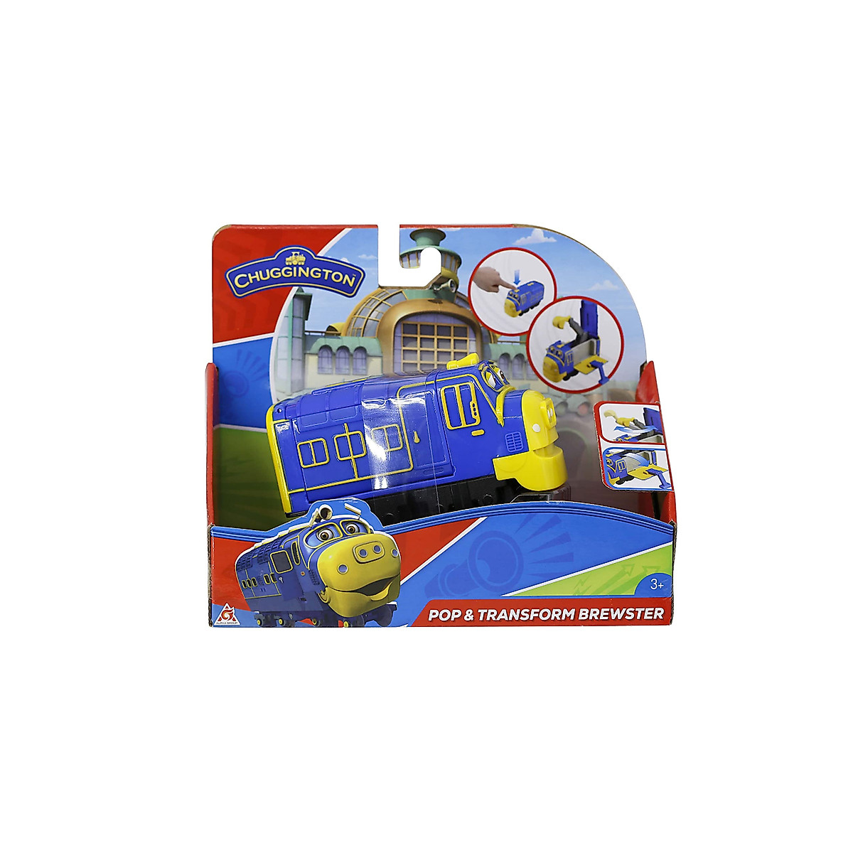 Chuggington - Pop and Transform Chuggers – Brewster - 5" Transforming Train Toy - Free-Rolling Wheels - Birthday Gift for Preschool Kids Age 3 and Up - Fun for 3 4 5 Year Old Boys and Girls
