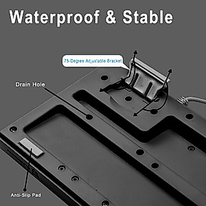 Basaltech Mechanical Feeling Keyboard with LED Backlit, 104-Key Quiet Membrane Keyboard for Gaming or Office, Ergonomic Silent Water-Resistant Light Up Wired USB for Computer,Mac,Laptop