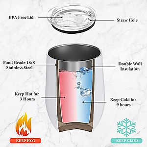 Yaomiao 6 Pieces Sublimation Tumblers 12 oz Sublimation Wine Tumblers Double Wall Vacuum Sublimation Cups Stainless Steel Sublimation Wine Glass with Heat Tape Gloves Shrink Wrap Paper Rubber Base