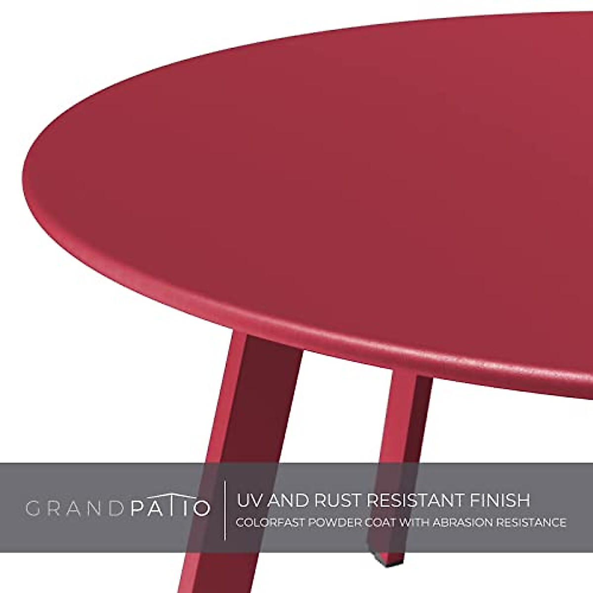 Grand patio Round Steel Patio Coffee Table, Weather Resistant Outdoor Large Side Table, (Red, 1PC)