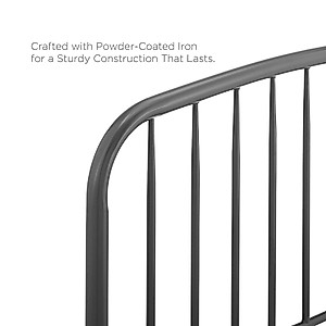 Modway Nova Modern Farmhouse Metal Full Headboard in Gray