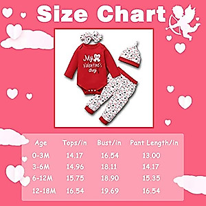Aslaylme Baby Boys Girls Valentine's Day Outfit Newborn My 1st Valentine's Day Bodysuit (Red,3-6 Months)