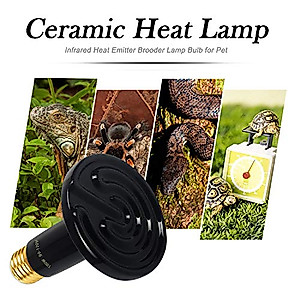 100W 2 Pack Ceramic Heat Lamp Bulb Infrared Reptile Heat Emitter Heater Lamps Bulbs for Pet Brooder Coop Chicken Lizard Bearded Dragon Turtle Snake Aquarium, No Light Emitted No Harm (ETL Listed)