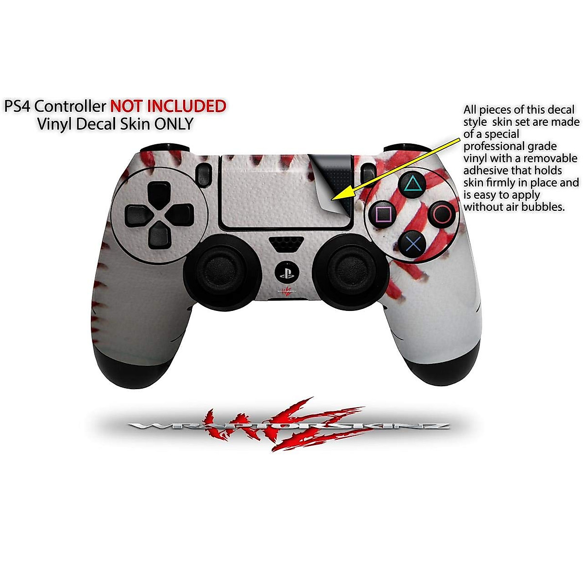 WraptorSkinz Skin Compatible with Sony PS4 Dualshock Controller PlayStation 4 Original Slim and Pro Baseball (Controller NOT Included)