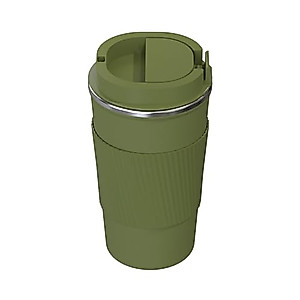 OUTDOORS PROFESSIONAL OUTD9454 Stainless Steel Double-Walled Vacuum-Insulated Coffee Cup with Spillproof Lid (17.2 Oz.; Olive Green)
