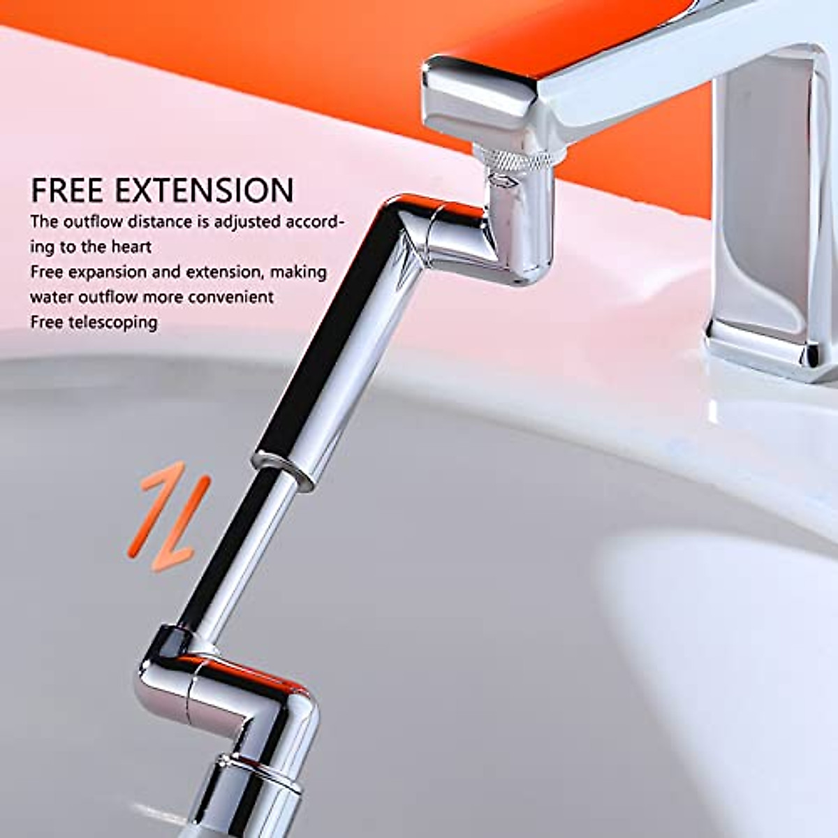 Faucet Extender, Large Angle Rotating Splash Filter Faucet ABS Telescopic Swivel Faucet Tap Extension for Kitchen Wash Basin