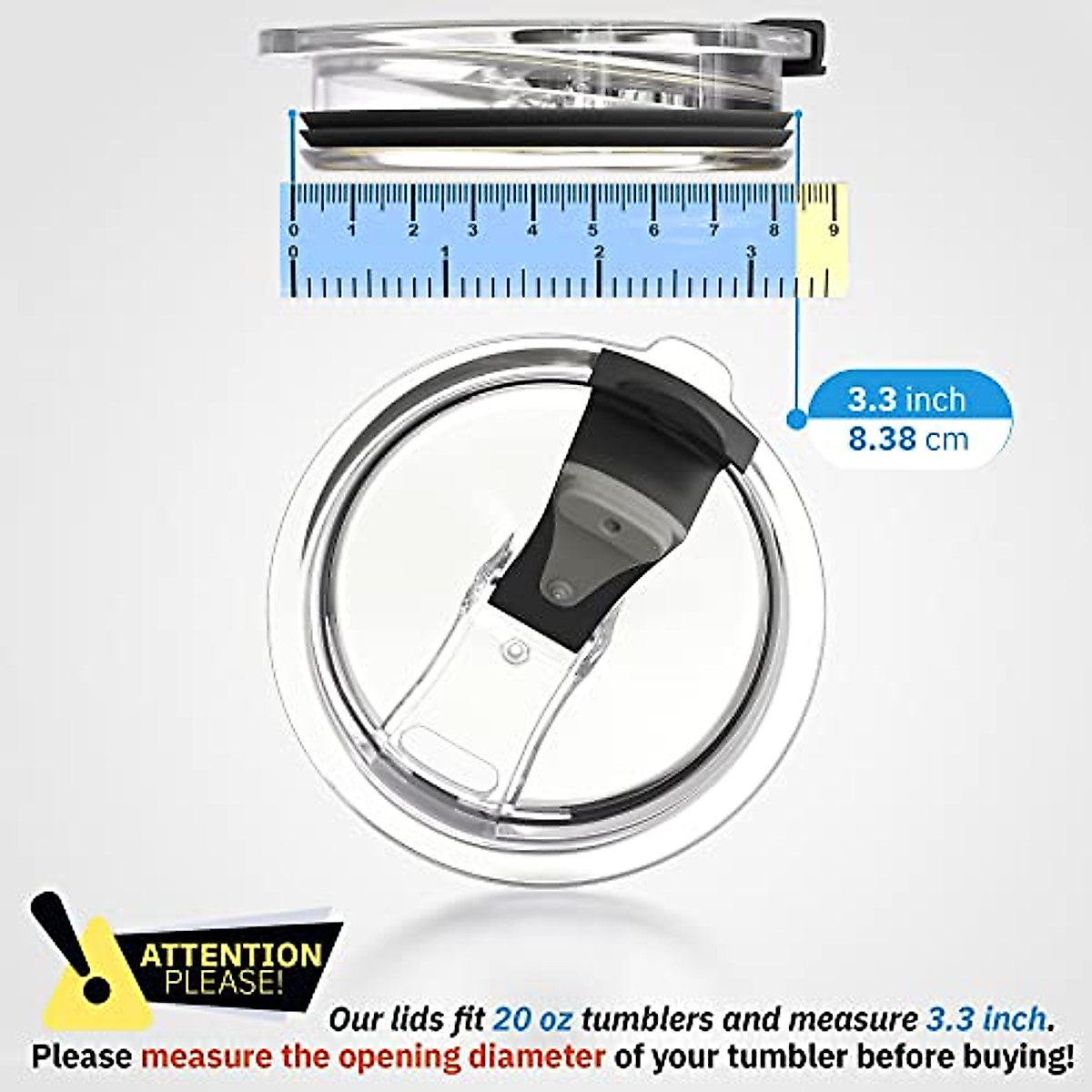 20 / 10 OZ - 2 Replacement Lids for Yeti Tumblers like Yeti Lids - 3.3 Inch Diameter - Spill Proof Lids for Yeti Tumblers - Tumbler Lid for Yeti Tumbler 20 / 10 oz, Tumbler Lids 20 / 10 oz Replacement Lid, Fit Yeti Cup