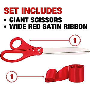 Red Ribbon Cutting Ceremony Kit – 25" Giant Scissors for Ribbon Cutting Ceremony Kit Giant Ribbon Cutting Giant Scissors Ceremony with Red Ribbon Grand Opening Ribbon and Scissors for Special Events