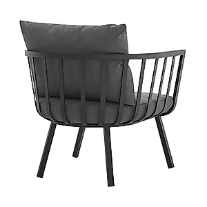 Modway Riverside Patio Aluminum Armchair Charcoal Outdoor Furniture, Gray Charcoa