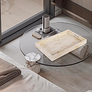 Handicrafts Home Classic Pattern Inspired Decorative Trays 11x17 - Chic White Centerpiece, Versatile Ottoman Tray for Modern Home Decor, Artistic Kitchen Serving Tray, Tray for Living Room