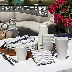 Grow Forward Premium Wheat Straw Cups - Set of 8 Unbreakable BPA Free Reusable Hard Plastic 20 oz Drinking Glasses for Water, Camping, RV - Large Tumblers for Kitchen - Midnight