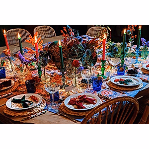 Talking Tables Blue Glass Candlestick Holder Taper Candle Stand for Indoor or Outdoor Dining, Elegant Dinner Party Decorations, Birthday, Garden, Wedding, Home Décor Large