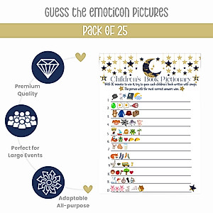 Twinkle Little Star Baby Shower Game Cards, 25 Guest Pack, Guess the Pictogram Childrens Storybook Activity Cards, Celestial Favors, Ideas, Planning, Fun Guessing Activities Play for Prizes