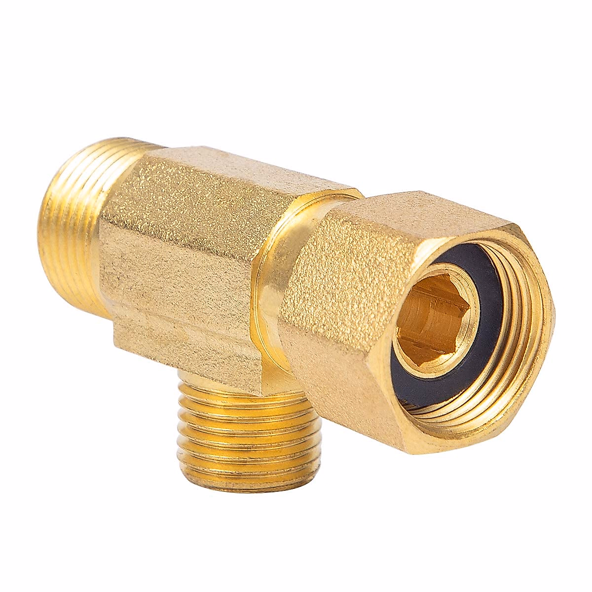 Breezliy Lead-Free Brass Angle Stop Add-A-Tee Valve,3/8-Inch Compression Inlet X 3/8-Inch Compression Outlet X 3/8-Inch Compression Outlet 2 Pack