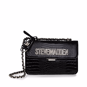 Steve Madden womens Steve Madden STAKESC Croco Crossbody, Black, One Size US