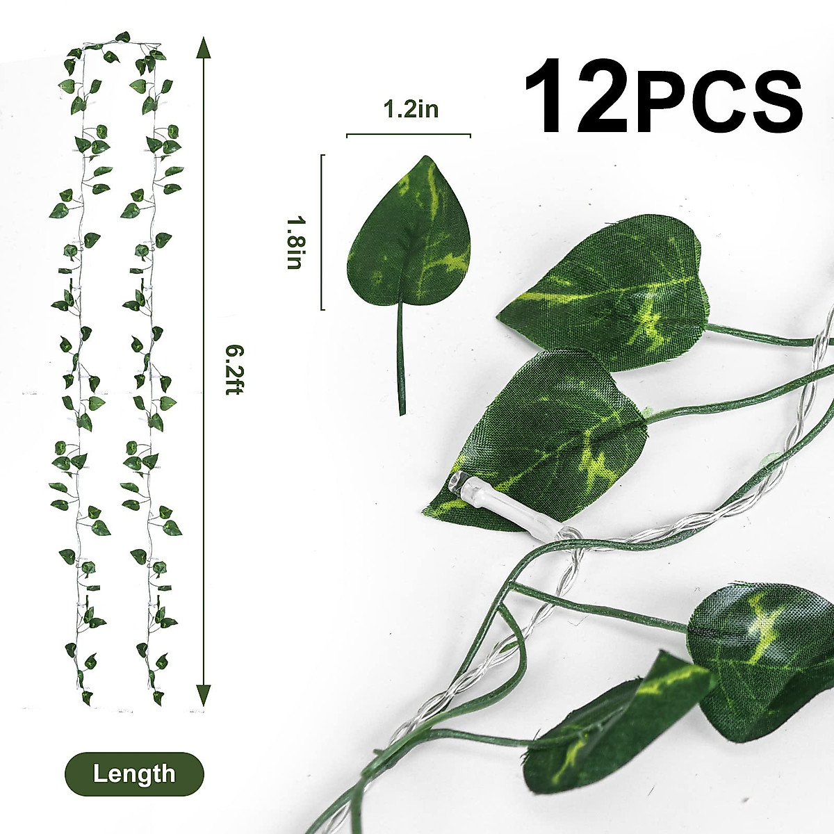 H-Wniniai Fake Vines for Bedroom 12 Strings Total 84Ft 240 LED String Light Hanging Fake Leaves Room Decor, Wall Vines Decor for Garden Office Wedding