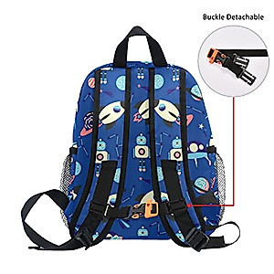 Glaphy Custom Kid's Name Backpack Outer Space Spaceship Planets Rocket Toddler Backpack Personalized Name Preschool Bookbag for Boys Girls