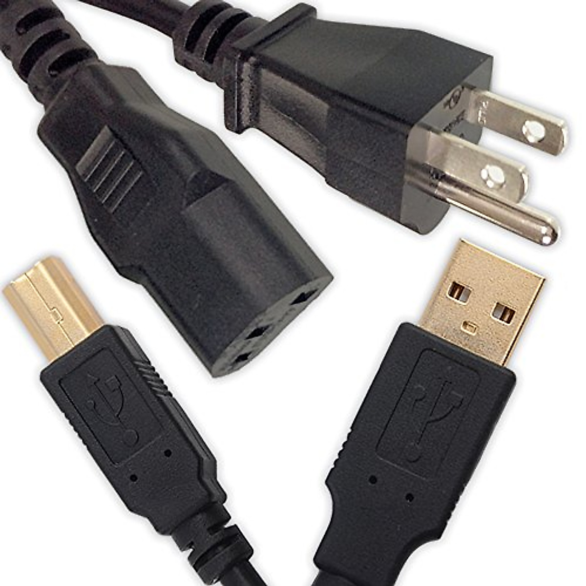 IPAX USB Printer Cable and Power Cord Compatible with HP Laserjet Pro P1109w P1102w M254dw M281fdw M402dw M404Dn M426fdn M428fdw M454dw M476nw M479fdw