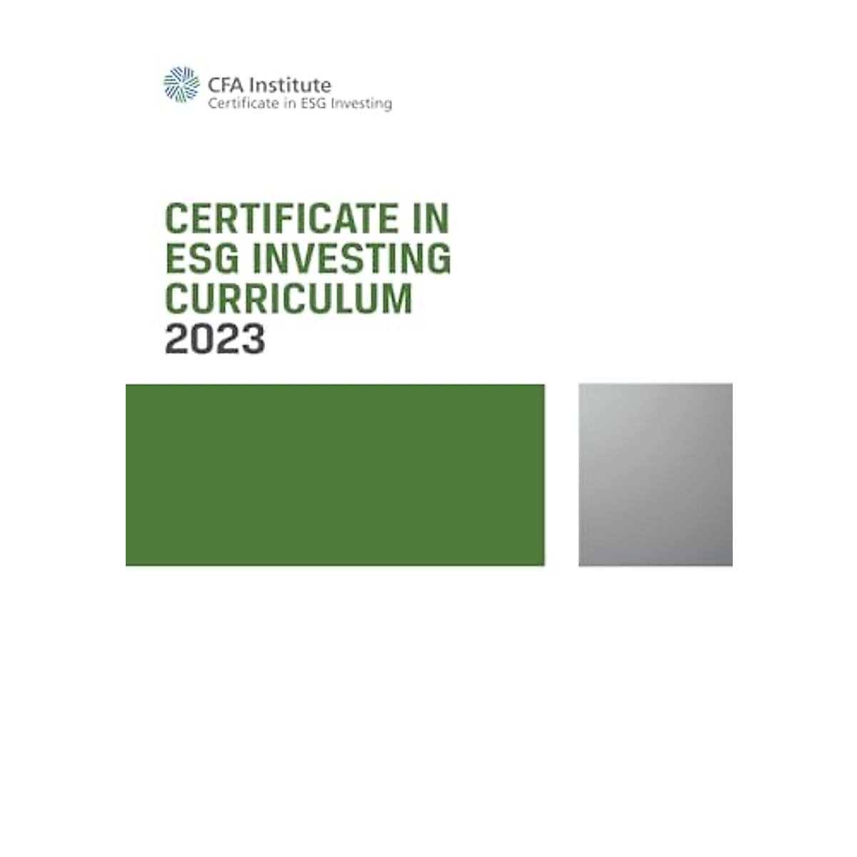 Certificate in ESG Investing Curriculum: ESG Investing Official Training Manual