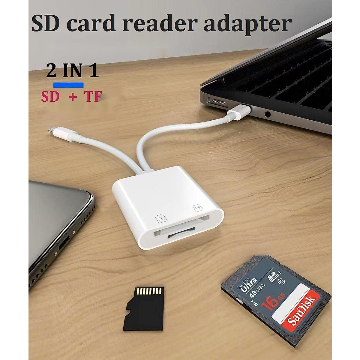 [Apple MFi Certified] iPhone Card Reader, Lightning and USB-C SD/TF Card Camera Adapter Multi-Card Reader with Dual Slot, Plug and Play Compatible with iOS and Android, for iPhone iPad, MacBook, iMac