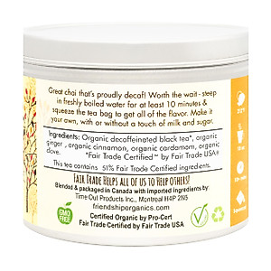 Friendship Organics Decaf Chai Tea Bags, Organic and Fair Trade 20 count