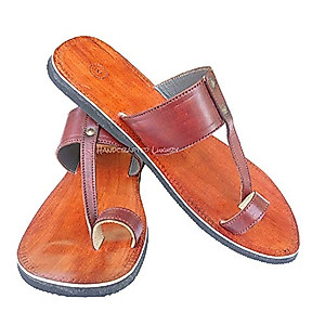 Handcrafted Luxury Men Jesus Sandals Biblical Leather Sandals Brown Toe Strap Hippie Indian Sandals (US 9)