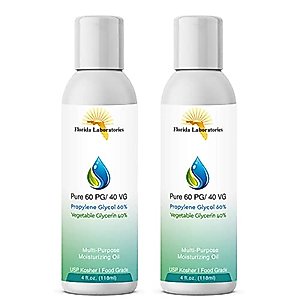 2 -Bottles 4 oz 60/40 PG-VG Propylene Glycol & Vegetable Glycerine Kosher 99.9% Pure Food Grade
