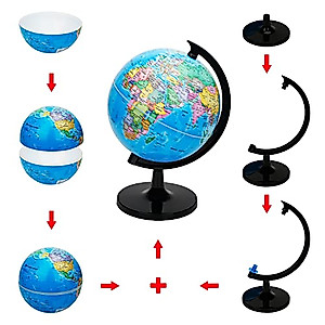 Exerz 8" World Globe - Political Map Educational Globe - DIY Self Assembled School Globe