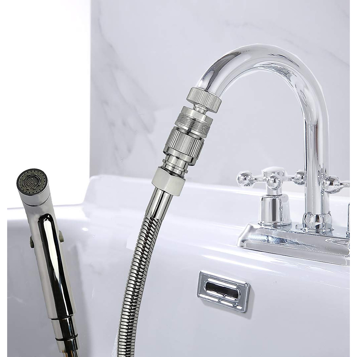 G-Sunny Quick-Connect Sink Faucet Sprayer Kit, Sink Hose Sprayer Accessories, Detachable Metal Adapter With Hand Shower,Hair Washing,Pet Cleaning,for Bathroom/Kitchen (Quick Connect Sprayer)