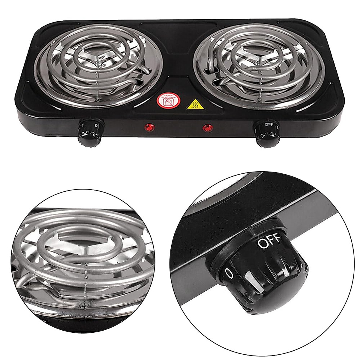 Timoau Electric Countertop Burner, Double Burner, 2000W Induction Cooktop, Portable Electric Hot Plate, 5 Level Adjustable Temperature Control Cooking Ranges for Home Dorm Camping Cooking
