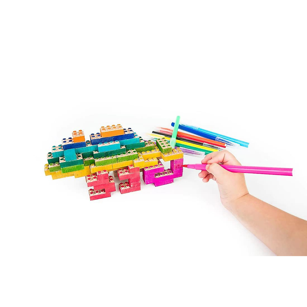 Eco-Bricks 3 in 1 Builds Reptiles - Earth-Friendly Kids Building Blocks - Create 3 Different Reptiles - Chameleon, Snake, Alligator