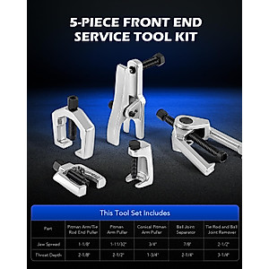 OMT 5-in-1 Ball Joint Separator, Pitman Arm Puller, Tie Rod End Tool Set for Front End Service, Splitter Removal Kit (RD06)