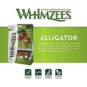 Whimzees 24 Count Medium Alligator Chews, Gluten Free Natural Dog Treats2