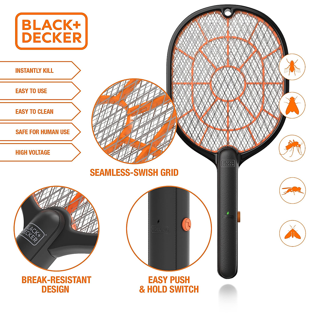 Bug Zapper Fly Swatter Electric for Mosquitoes Indoor Outdoor– Set of 2– Handheld Bug Zapper Racket
