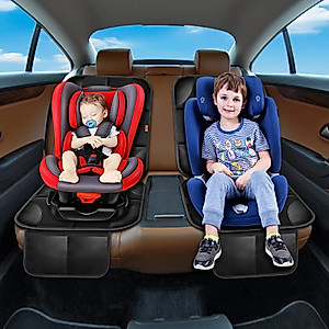 XHYANG Car Seat Protector 1 Pack Car Seat Cushion Mat Thickest Padding,Waterproof 600D Fabric Car Seat Covers for Non-Slip Backing Mesh Pockets for Baby and Pet 1 Seat Protector Blue