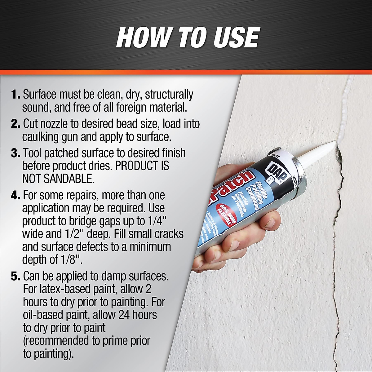 Dap 12276 Elastomeric Patch and Caulking Compound, 10.1-Ounce , White