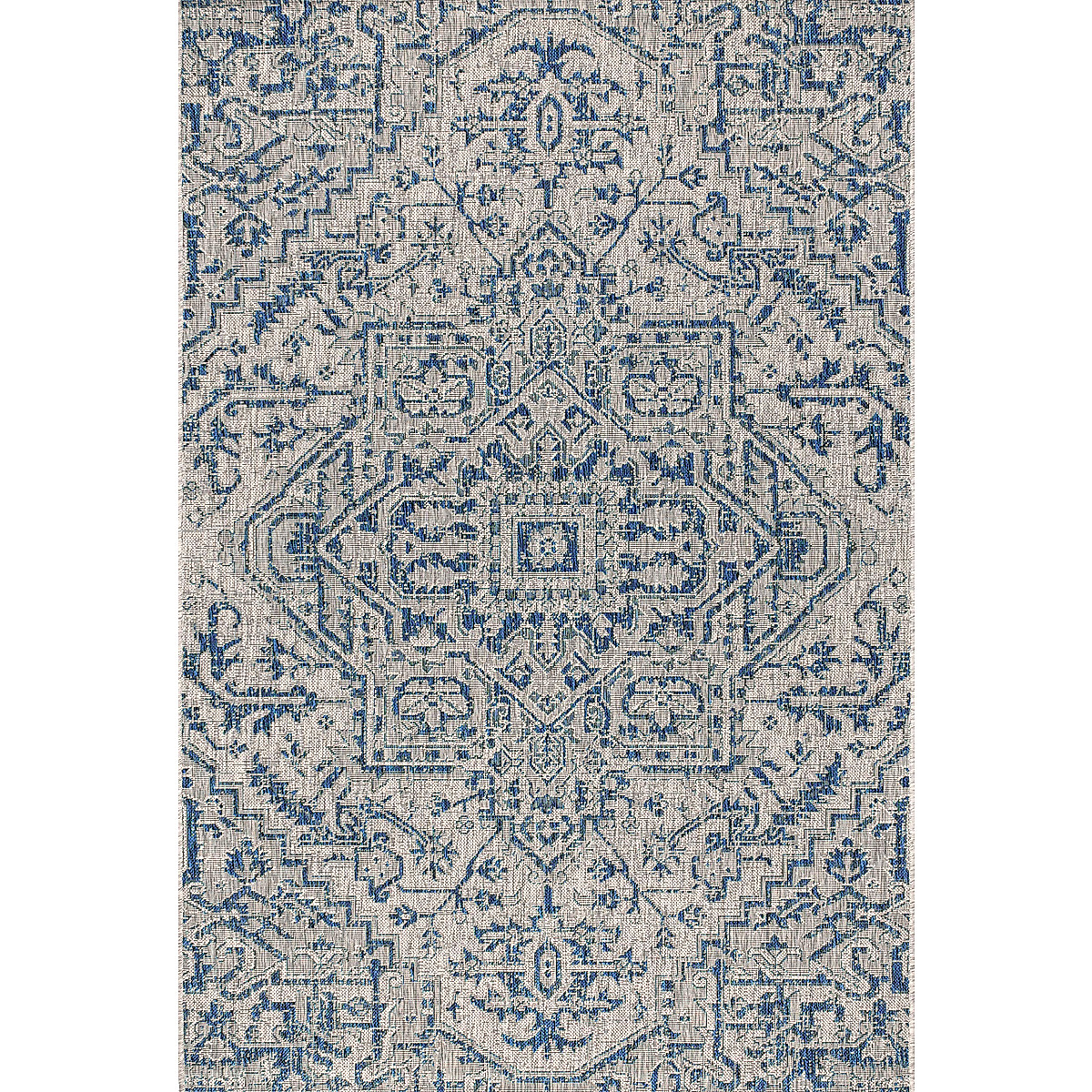 JONATHAN Y Estrella Bohemian Medallion Textured Weave Indoor/Outdoor Navy/Gray 4 ft. x 6 ft. Area-Rug, Coastal,Easy-Cleaning,HighTraffic,LivingRoom,Backyard, Non Shedding (SMB105B-4)