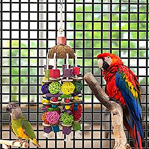 EBaokuup Large Bird Parrot Toys, Multicolored Wooden Blocks Bird Chewing Toy Parrot Cage Bite Toy for Macaws Cokatoos African Grey and Large Medium Parrot Birds