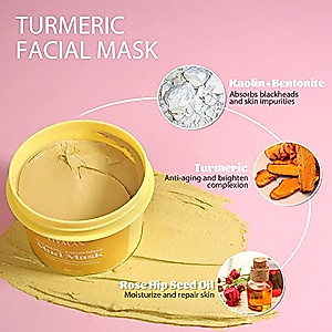 LIYALAN Face Clay Mask Set(1.76 oz/4 pack),Matcha Facial Mud Mask, Eggplant Rose Face Mask Skin Care, Turmeric Acne Facial Masks Gifts for Women, Deep Cleansing(Pink)