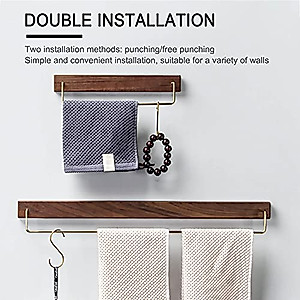 Wall-Mounted Towel Rack, Towel Bar Punch-Free Bathroom Shelf Solid Wood Retro Towel Bar, for Bathroom Bedroom