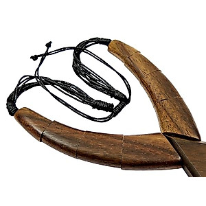 Swimmi Natural Wood Necklace, Large Boho Tribal Wooden Necklace for Women Men, adjustable 18-30 inch Waxed Cord Handcrafted Sono Wood Necklace GA082