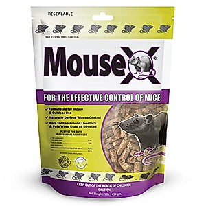 MouseX Bait Pellets, All-Natural Poison Free Humane Rat and Mouse Rodenticide Pellets, 1 lb. Bag - EcoClear Products
