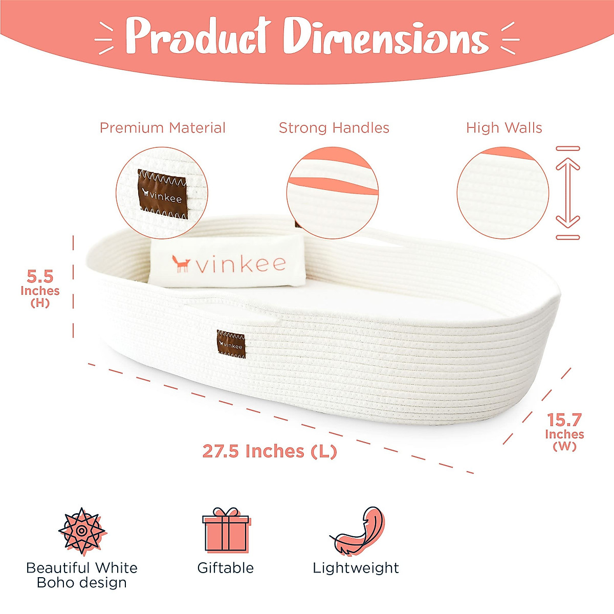 Premium Baby Changing Basket – Portable Changing Table Topper for Dresser – Baby Basket Changing Pad with Waterproof Covers and Bag – Boho Nursery Decor Moses Basket – Diaper Changing Station