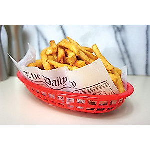 Fox Run French Fry Wax Paper Liners, Newsprint, 24-Count