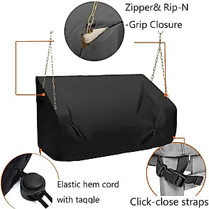 YHINGG Porch Swing Cover 61Inch Waterproof 600D Oxford Hanging Outdoor Swing Chair Cover Garden Hammock Chair Cover Patio Furniture Covers (Black)