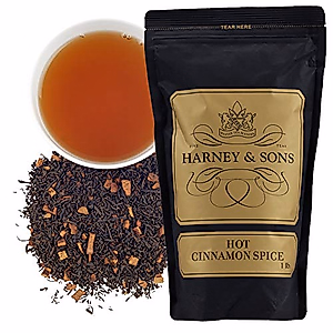Harney & Sons Hot Cinnamon Spice Black Tea, with Orange Peel, Cinnamon, and Clove, 16 Oz (Pack of 1)