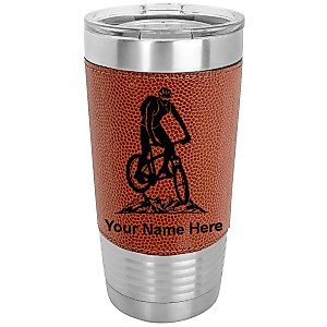 LaserGram 20oz Vacuum Insulated Tumbler Mug, Mountain Bike, Personalized Engraving Included (Faux Leather, Basketball Style)